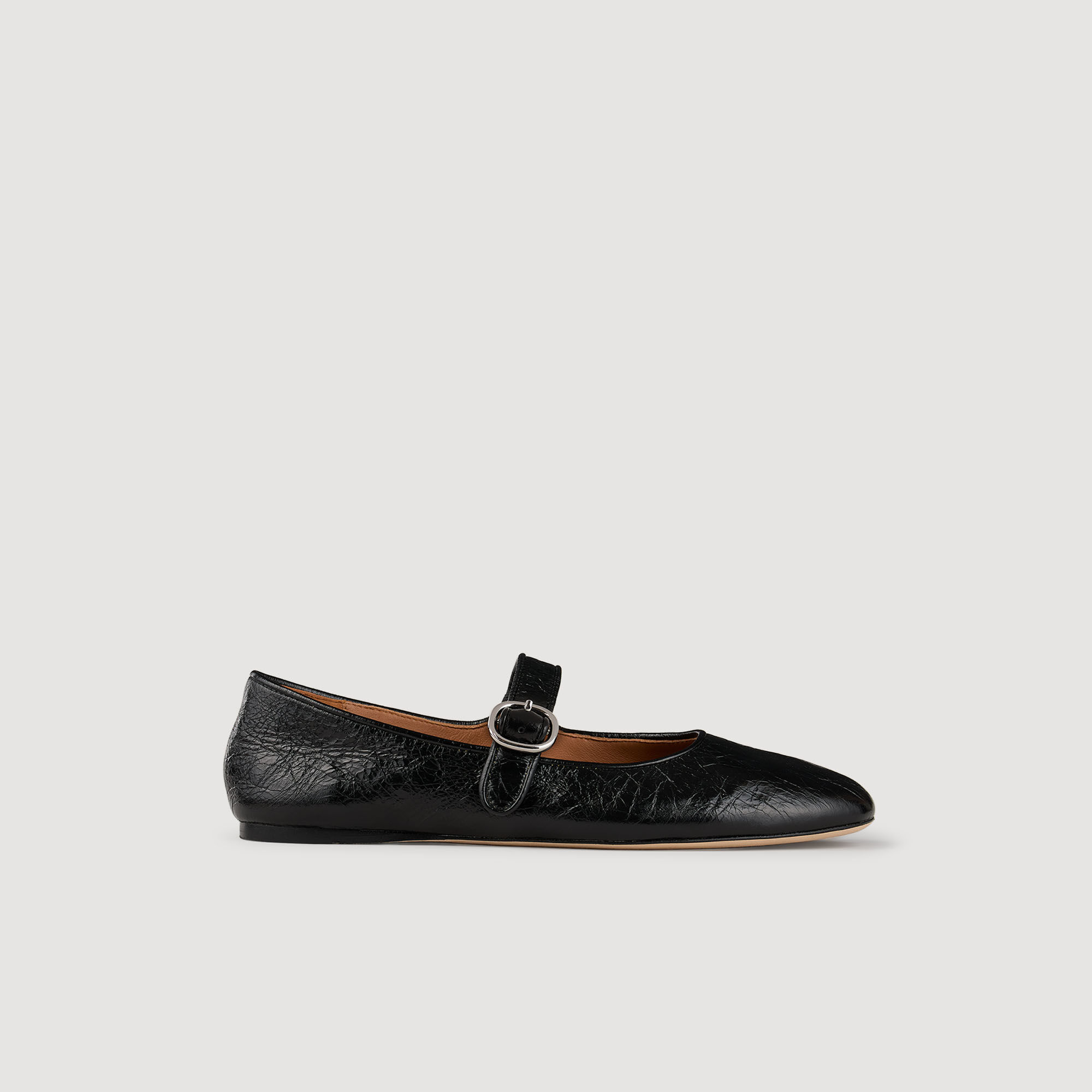 Shiny Leather Ballet Flats - SANDRO Official Site